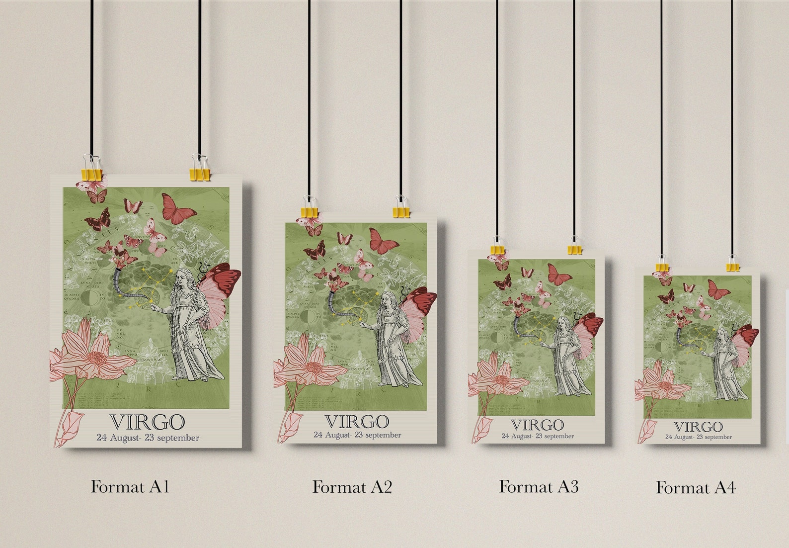 Virgo Astro Sign, Astrological Art, Virgo Zodiac Print, Star Sign ...