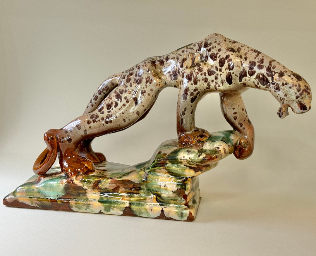 Vintage MCM ROYAL HAEGER Pouncing Leopard Figure, Original Sticker, R ...