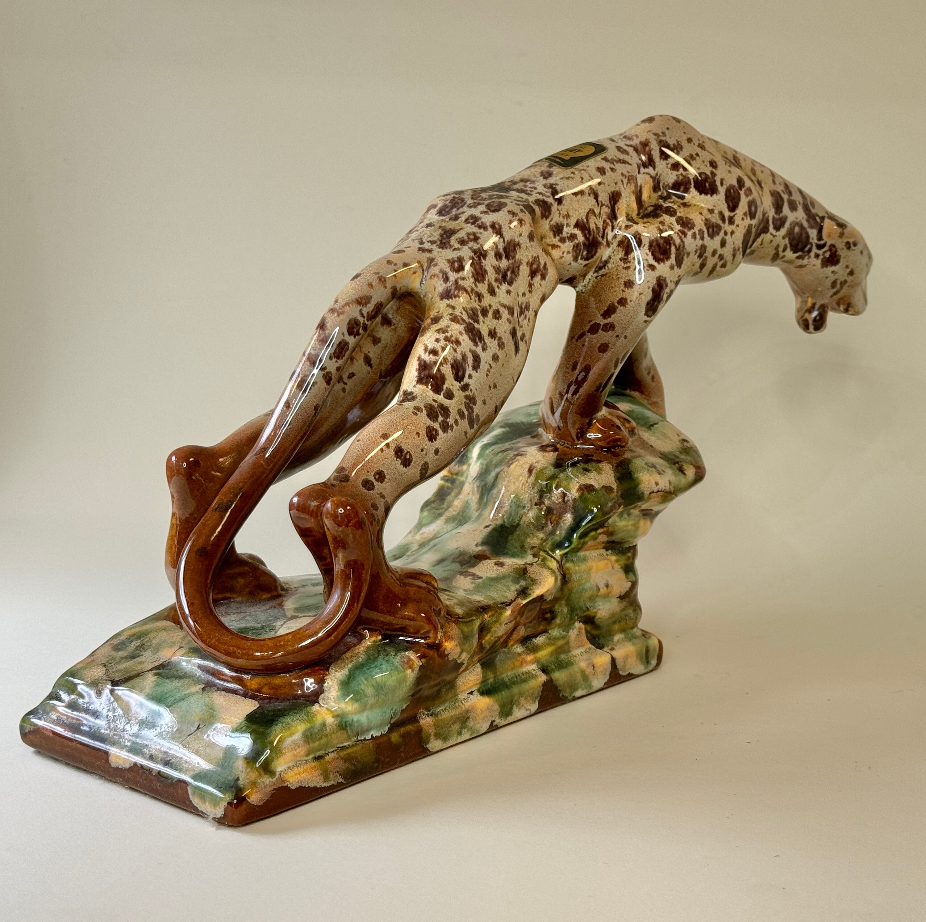Vintage MCM ROYAL HAEGER Pouncing Leopard Figure, Original Sticker, R ...