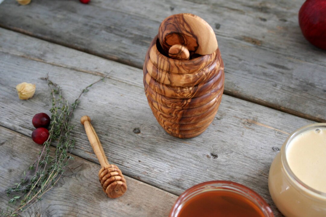Wooden Honey Pot With Wooden Spoon , Birthday Gift , Wedding Gift ...