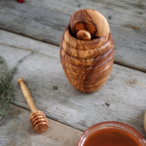 Wooden Honey Pot With Wooden Spoon , Birthday Gift , Wedding Gift ...