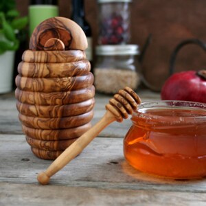Wooden Honey Pot With Wooden Spoon , Birthday Gift , Wedding Gift ...