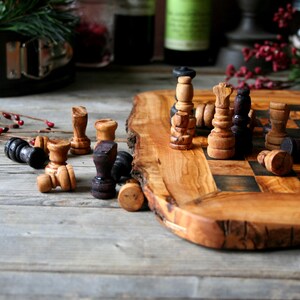 Rustic Chess Set With Rough Edges , Wood Chess Board, Birthday Gift ...