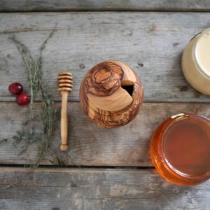 Wooden Honey Pot With Wooden Spoon , Birthday Gift , Wedding Gift ...