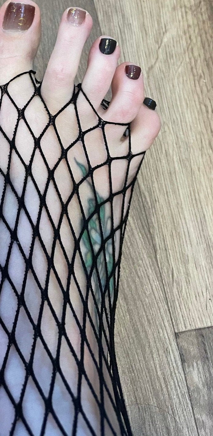 Fishnet toe PHOTOS feet pics holey worn tights 5 photos feet | Etsy