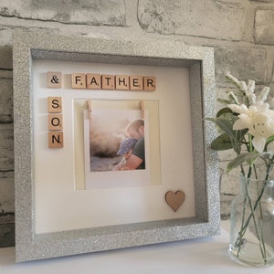 Father & Son Photo Frame With Wooden Scrabble Tiles. - Etsy