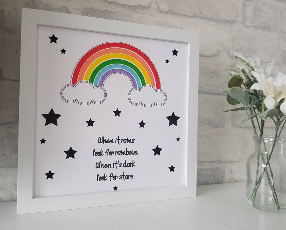 Rainbow and Stars Light up Frame New Parent Gift Nursery | Etsy UK
