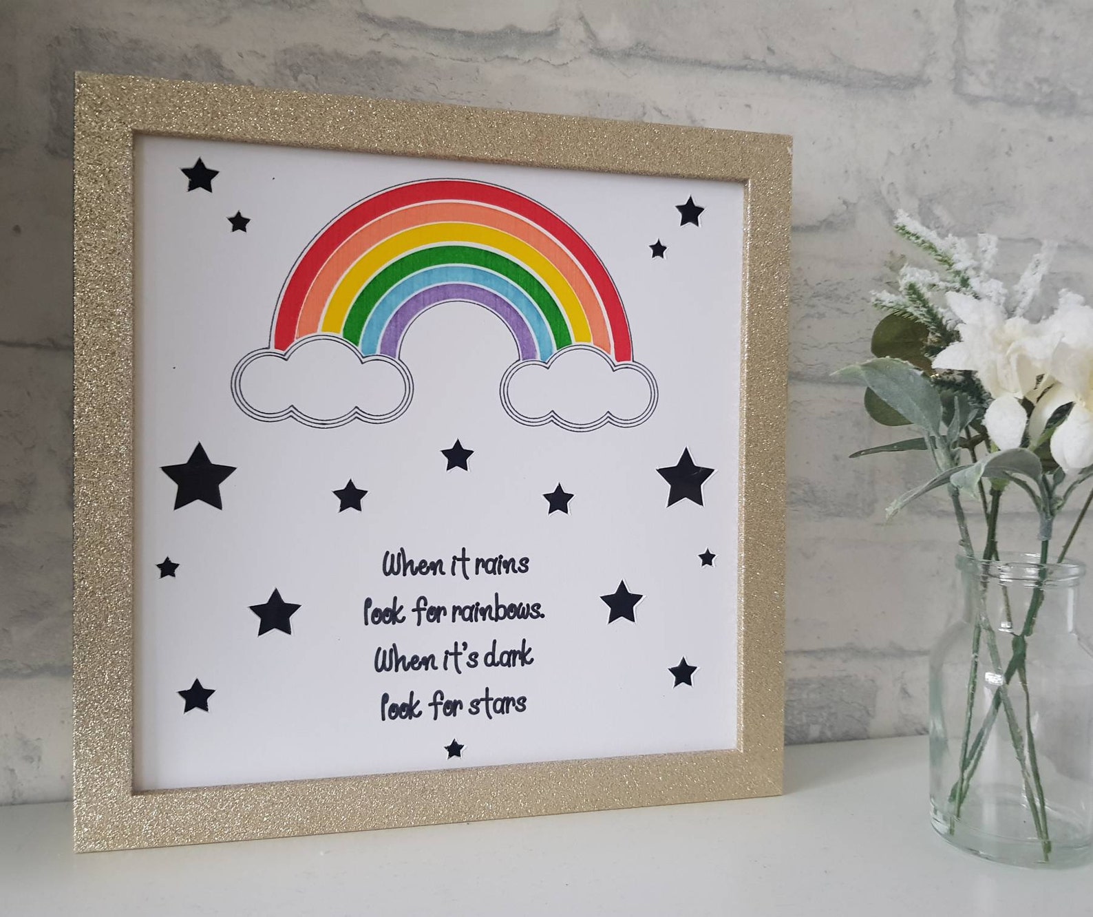 Rainbow and Stars Light up Frame New Parent Gift Nursery | Etsy UK