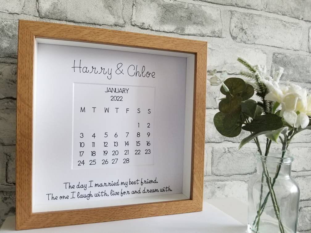 Personalised Wedding Day Calendar Frame Wedding Gift Couple | Etsy