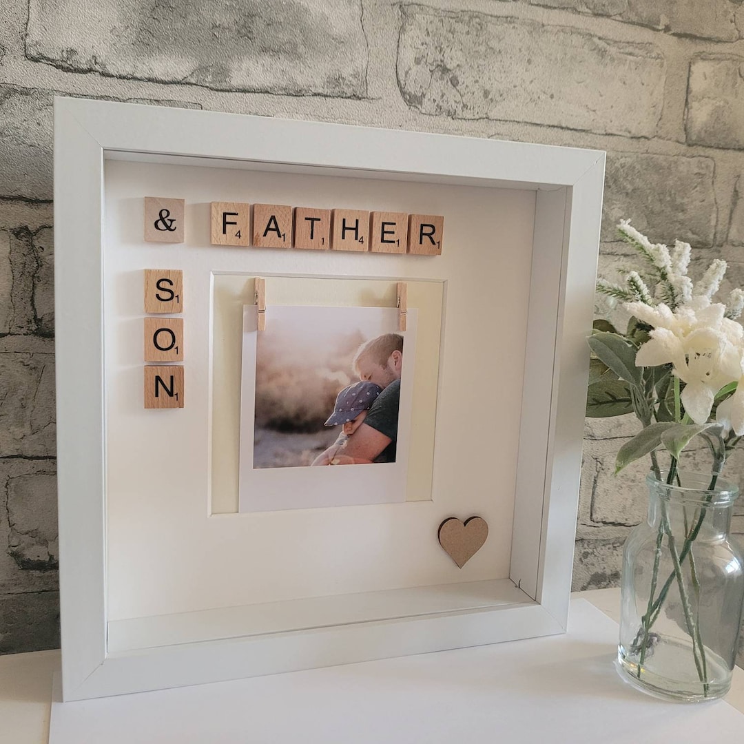 Father & Son Photo Frame With Wooden Scrabble Tiles. - Etsy