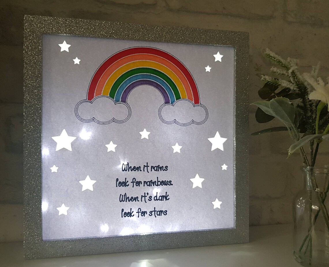 Rainbow and Stars Light up Frame New Parent Gift Nursery | Etsy UK