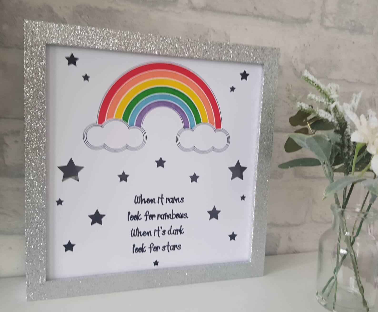 Rainbow and Stars Light up Frame New Parent Gift Nursery | Etsy UK