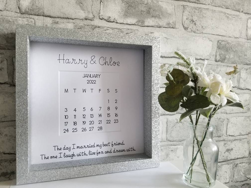 Personalised Wedding Day Calendar Frame Wedding Gift Couple | Etsy