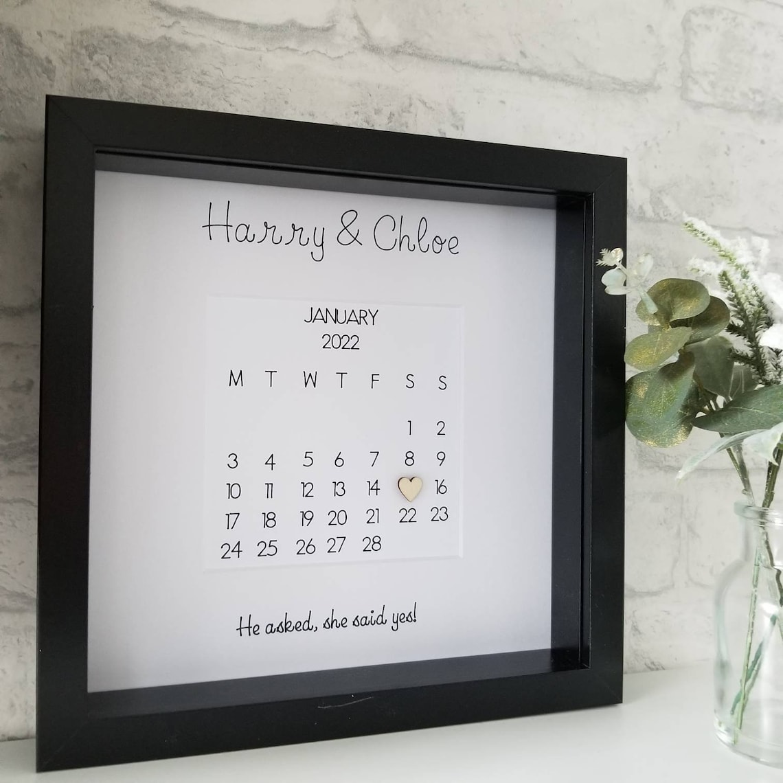 Personalised Engagement Calendar Frame, Engagement Gift, Couple Gift - Etsy
