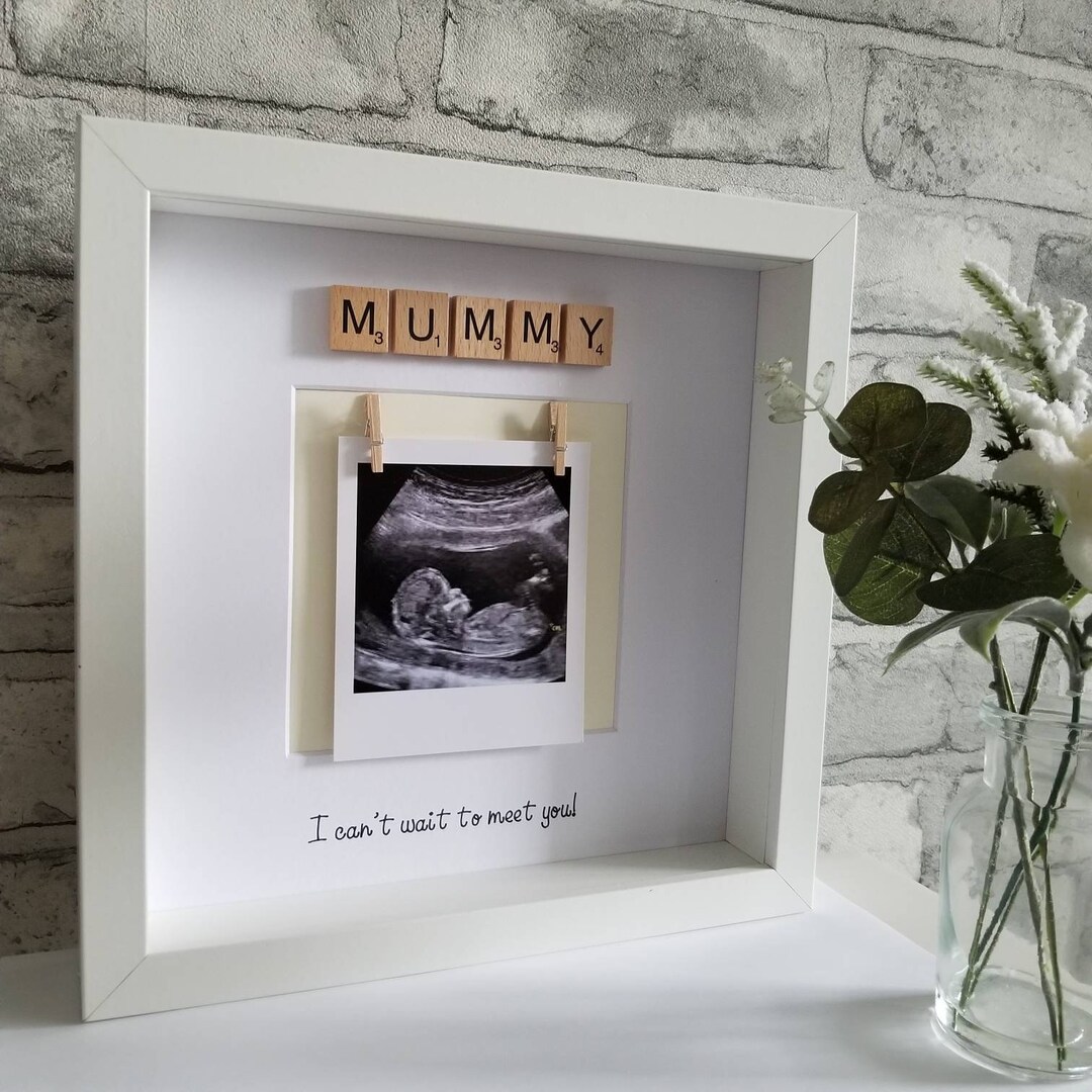 Pregnancy Photo Frame With Wooden Scrabble Tiles, Baby Scan Photo Frame ...