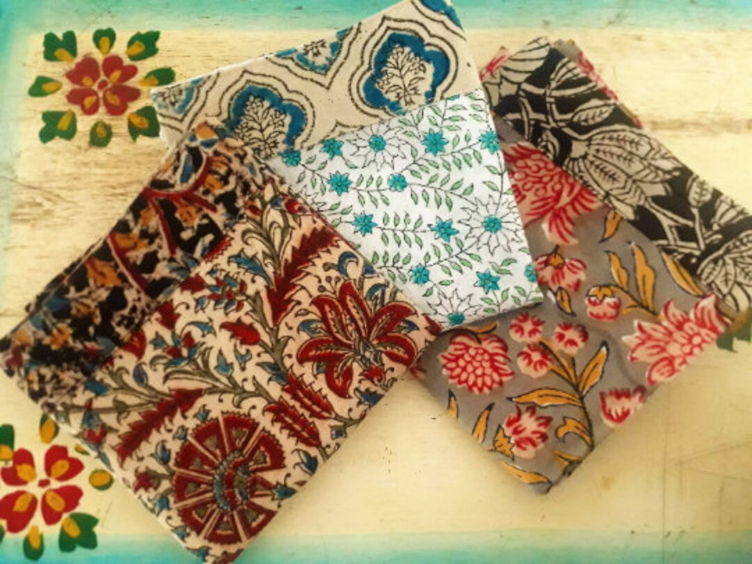 Ajrakh/kalamkari/sanganeri Prints 50x50cm/20"x20" Square Indian Cotton Napkin Table Mat Hand ...