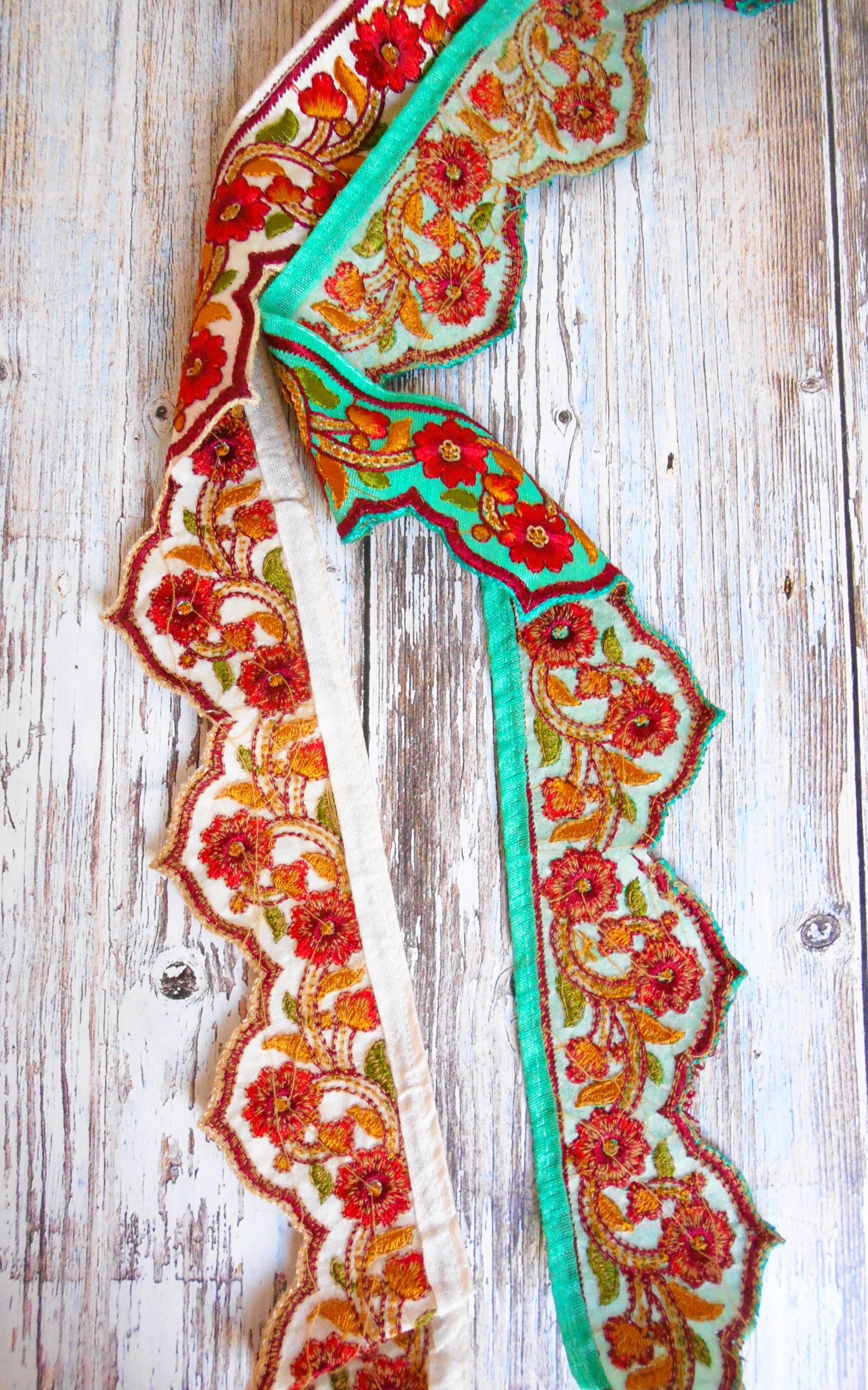 Embroidered Width 55 Mm Ribbon Border Trim India Haberdashery Sewing ...