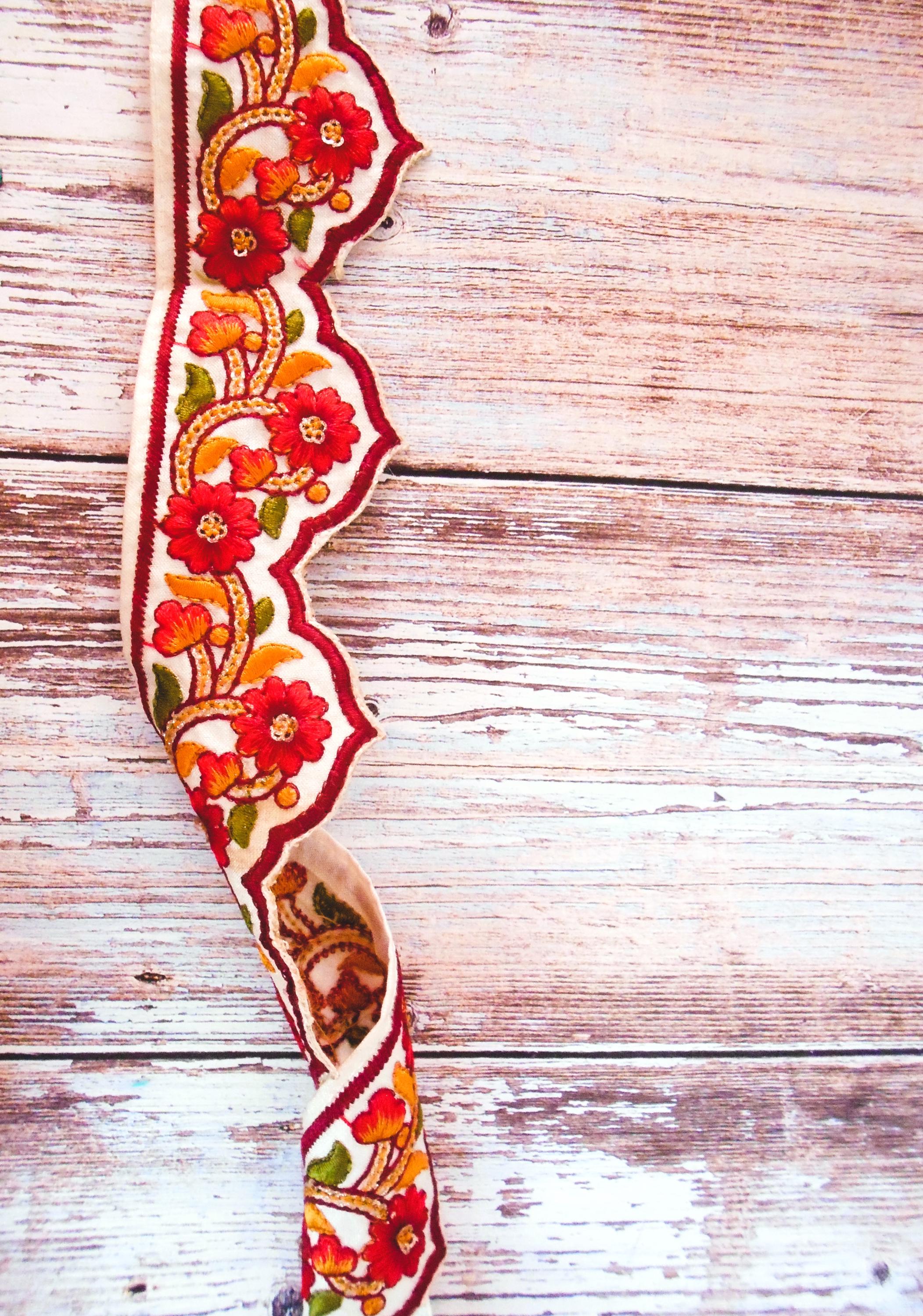Embroidered Width 55 Mm Ribbon Border Trim India Haberdashery Sewing ...