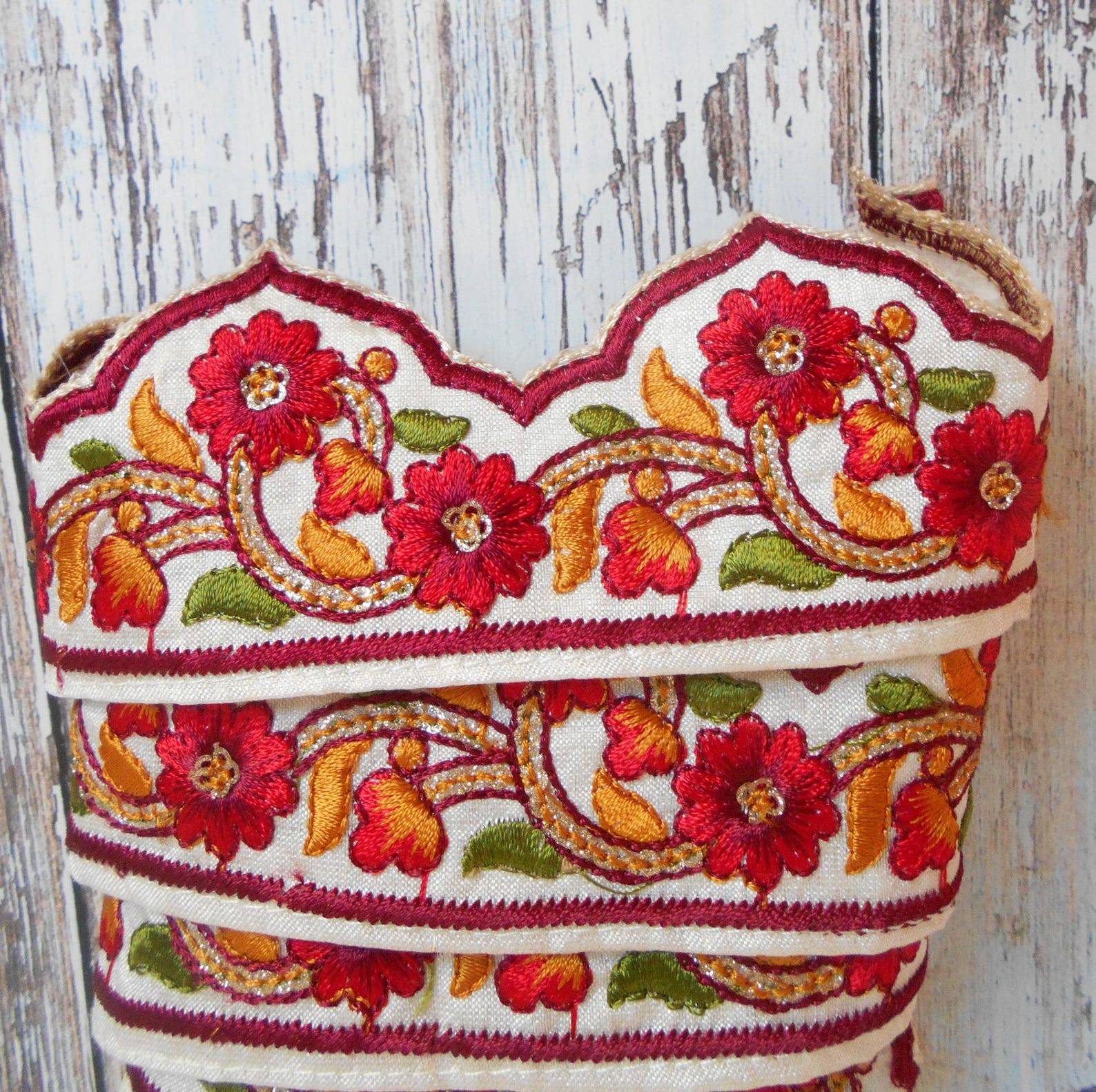 Embroidered Width 55 Mm Ribbon Border Trim India Haberdashery Sewing ...