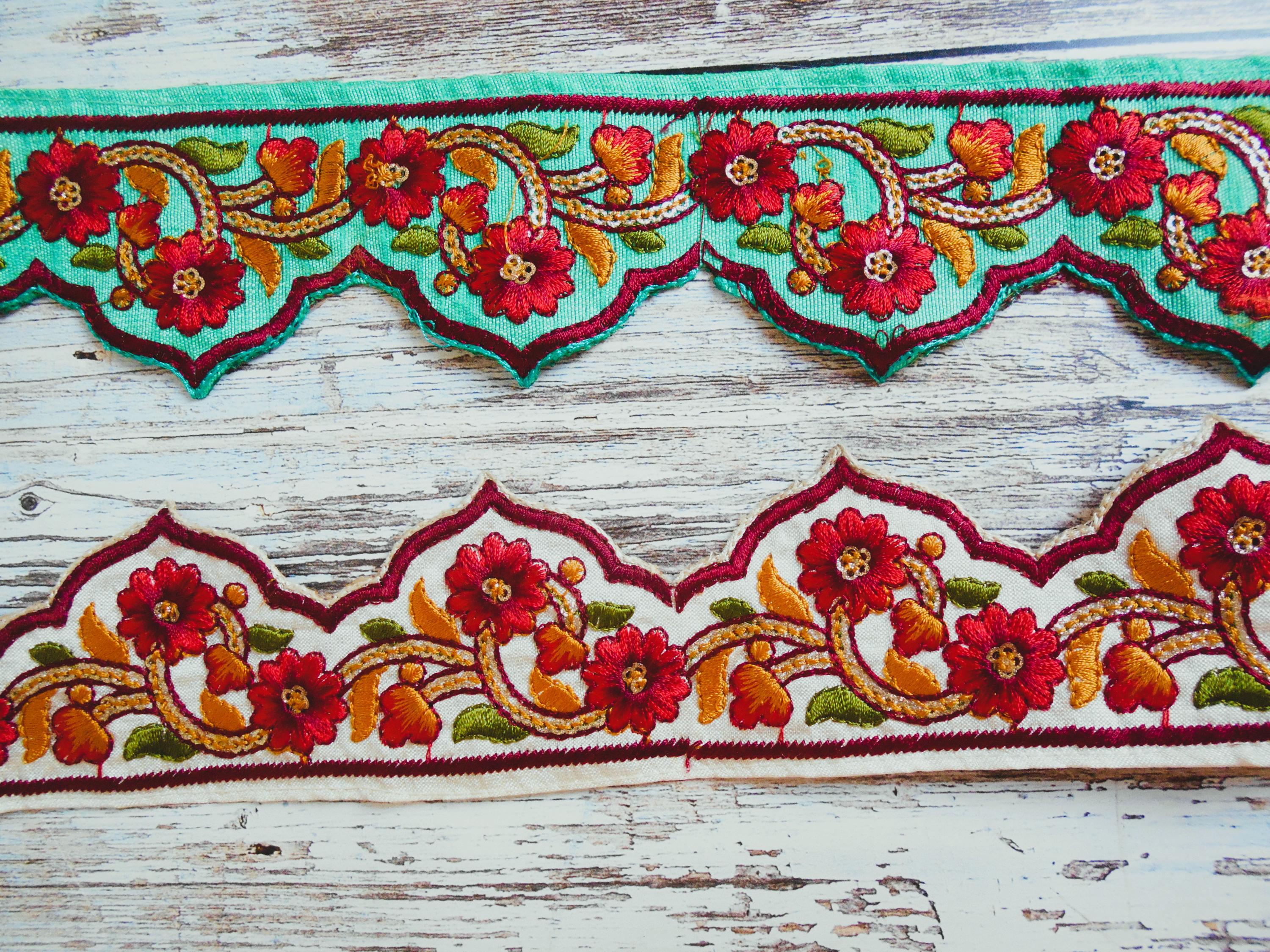 Embroidered Width 55 Mm Ribbon Border Trim India Haberdashery Sewing ...