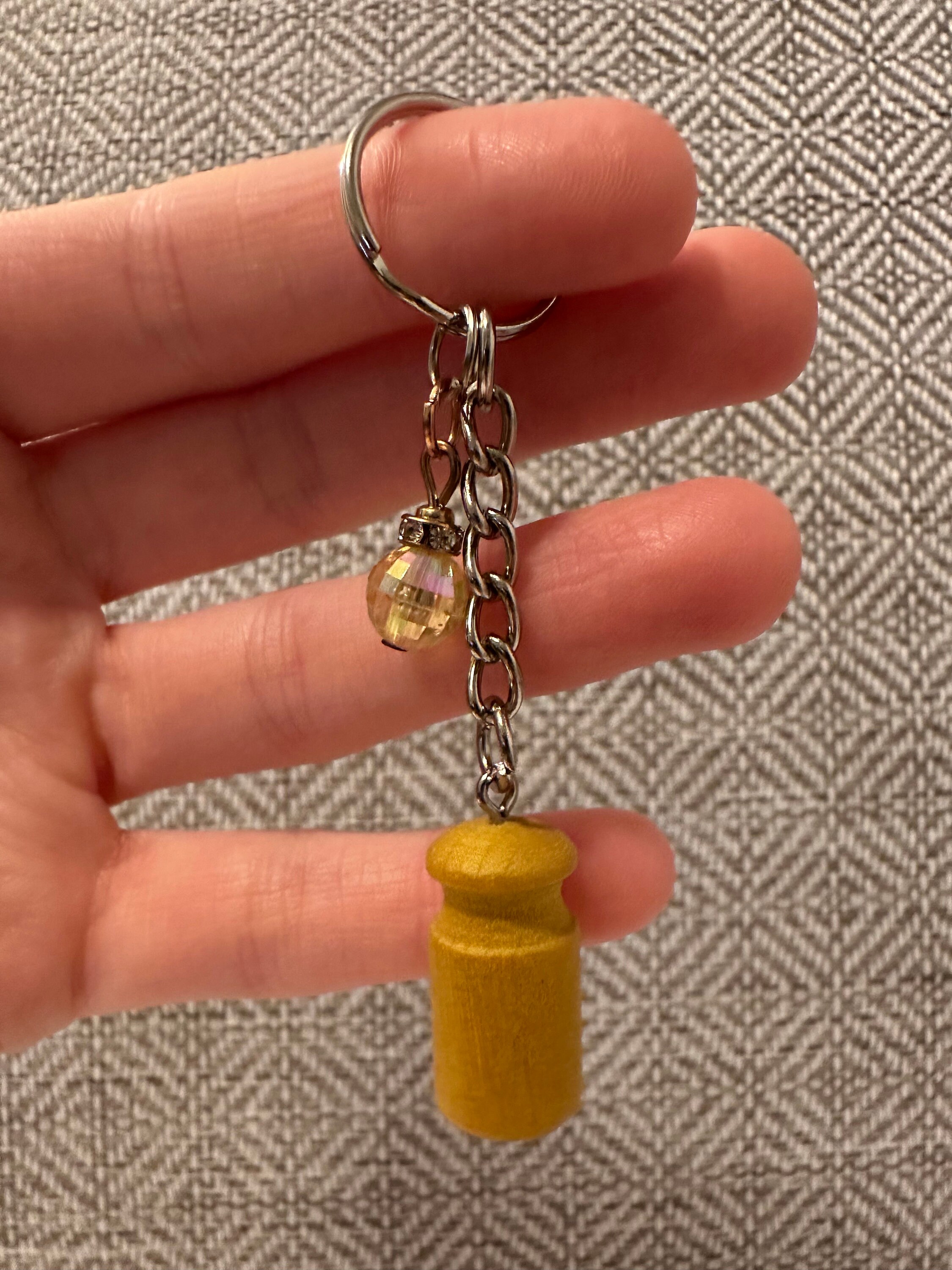 Monopoly Player Piece Yellow Wooden Keychain With a Yellow Sphere Charm ...