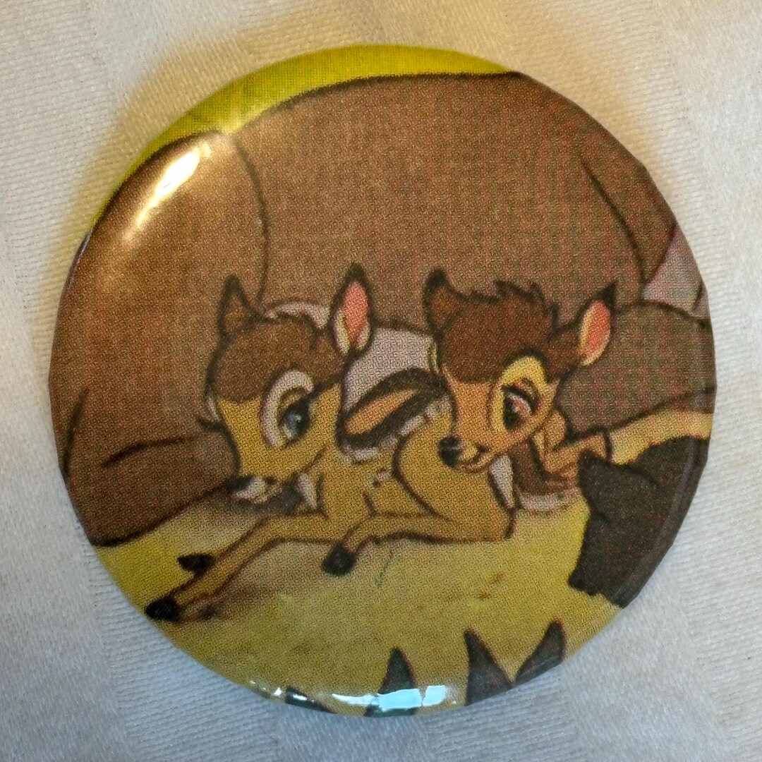 Kid Faline and Bambi Deer Smiling/happy Pinback Button/pin Made From a ...