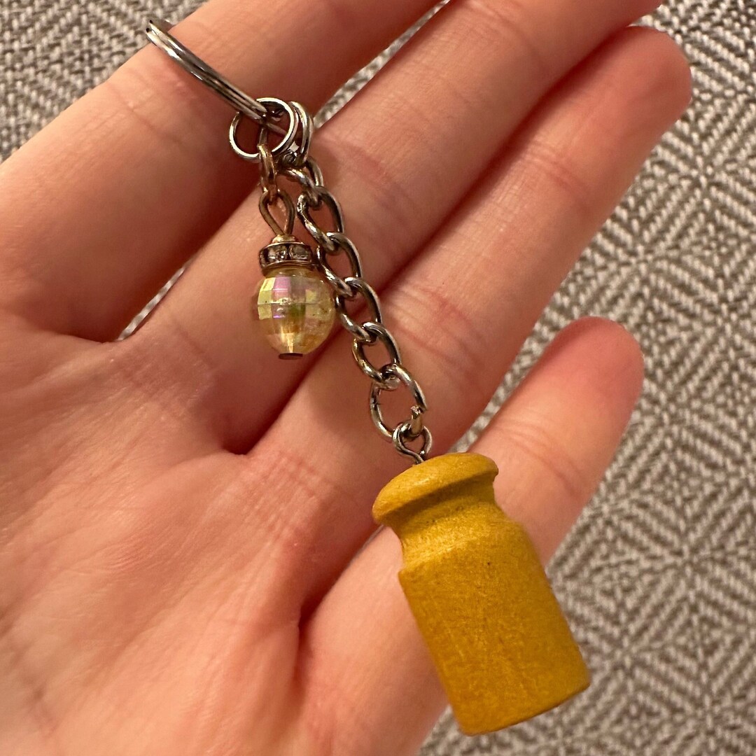 Monopoly Player Piece Yellow Wooden Keychain With a Yellow Sphere Charm ...