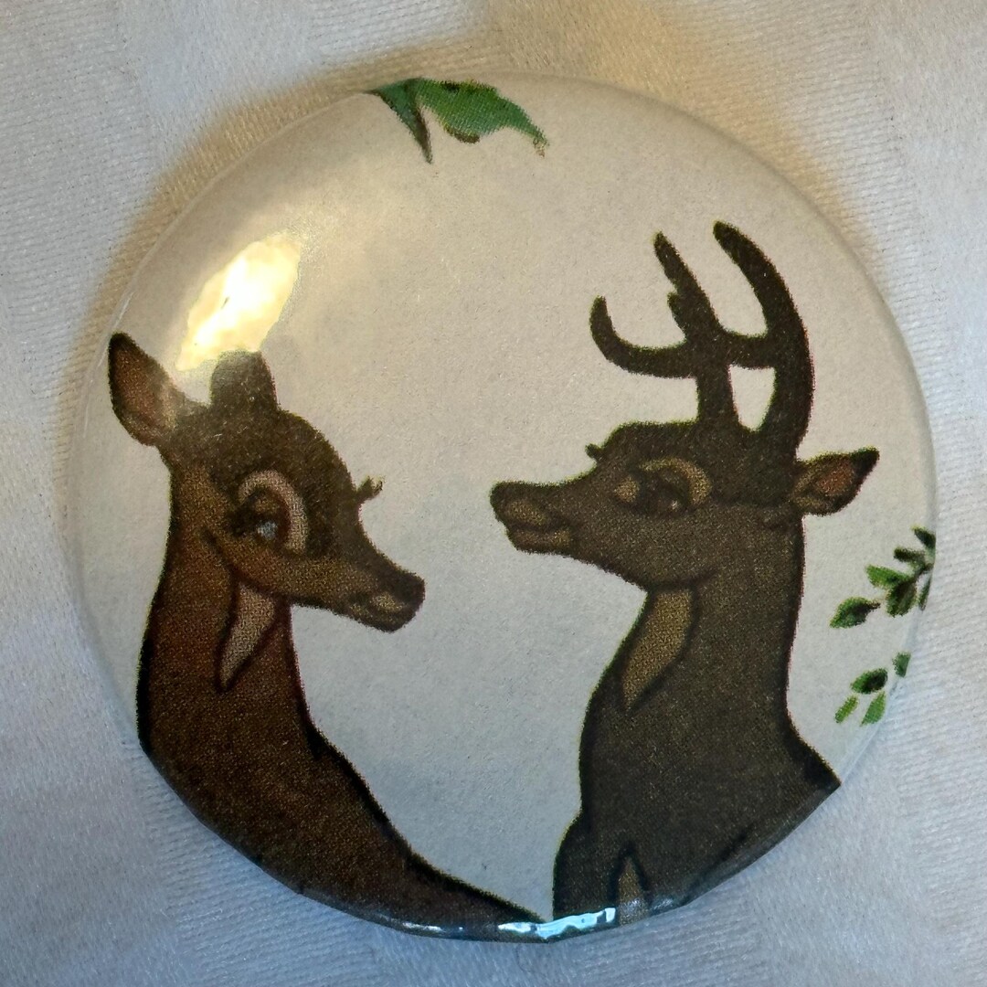Adult Faline and Bambi Deer Smiling/happy Pinback Button/pin Made From ...
