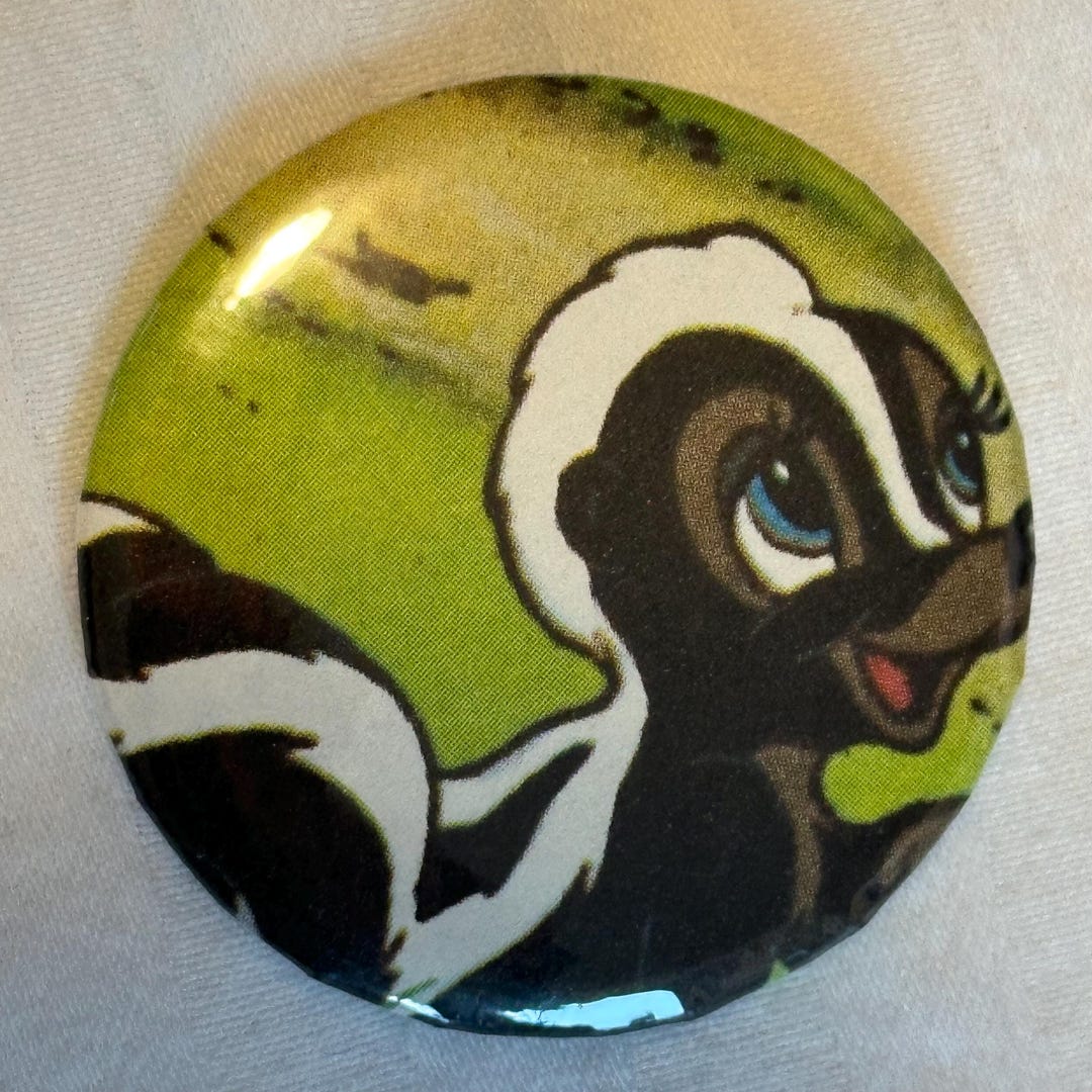 Flower the Skunk Smiling/happy Bambi Pinback Button/pin Made From a ...