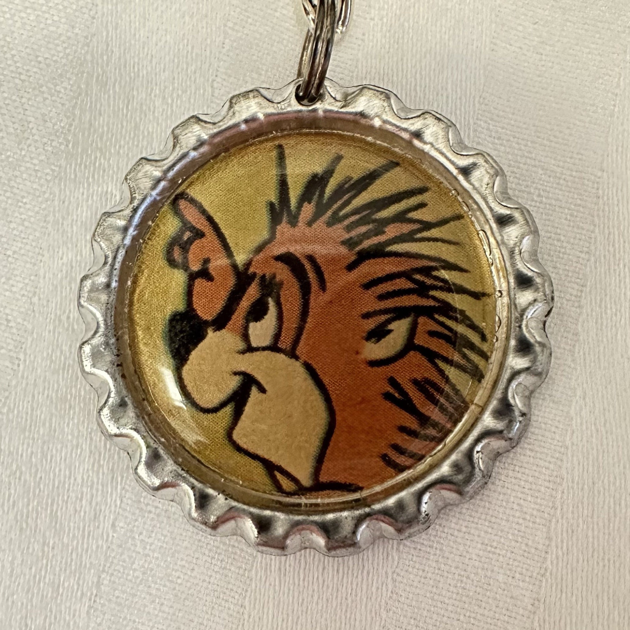 Brown Porcupine Animal Silver Metal Bottle Cap Keychain With a - Etsy UK