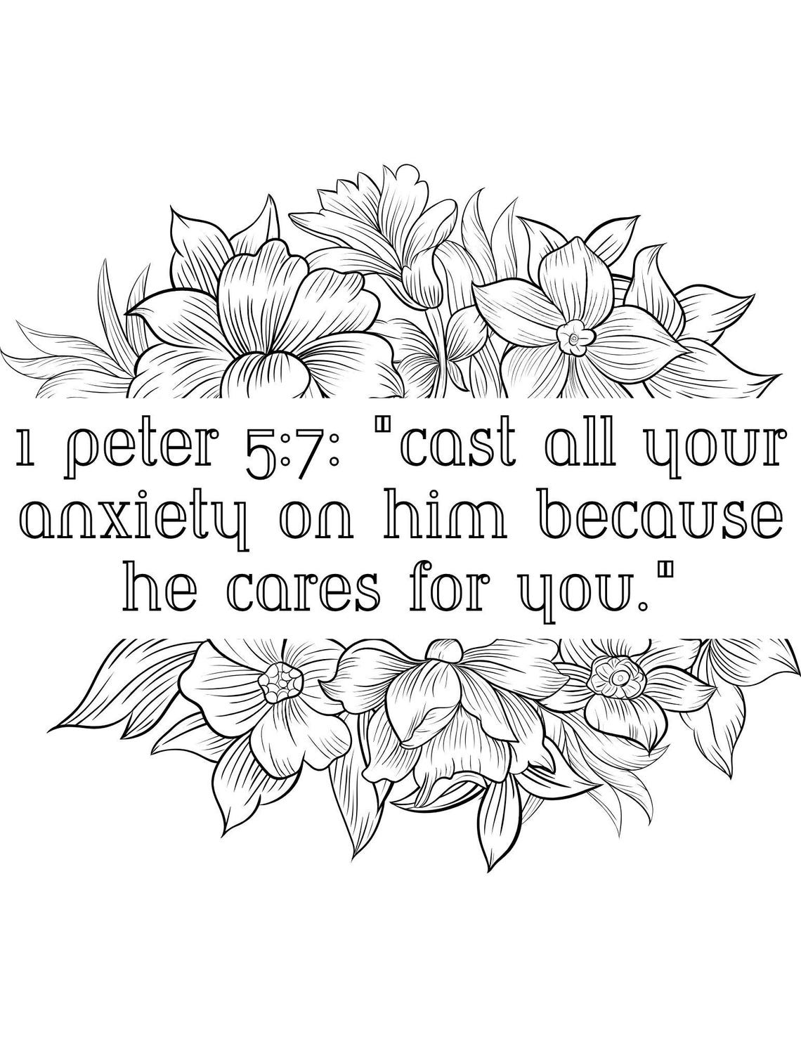 50 Flowers and Bible Verses Coloring Pages - Etsy