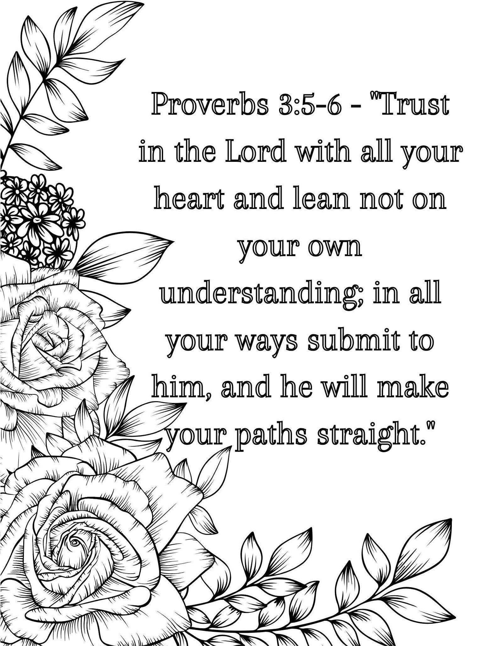 50 Flowers and Bible Verses Coloring Pages - Etsy