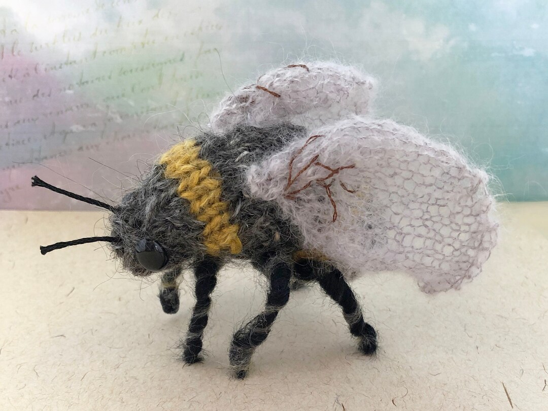 Hand Knitted Bumble Bee - Merino Wool and Mohair Blend, Semi Realistic ...