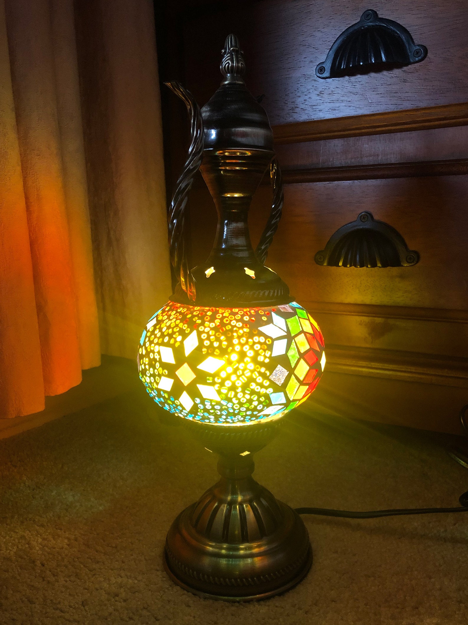 Aladdin / Genie Turkish Style Lamp - Rainbow Coloured Hand Crafted ...