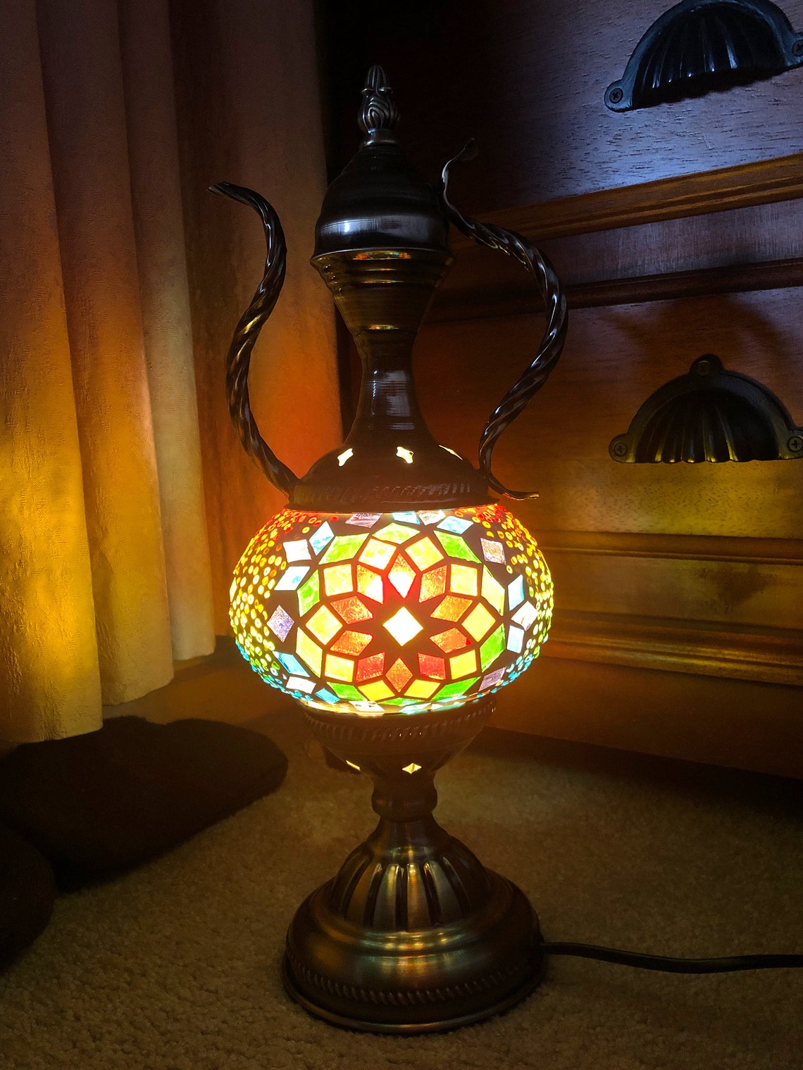 Aladdin / Genie Turkish Style Lamp - Rainbow Coloured Hand Crafted ...