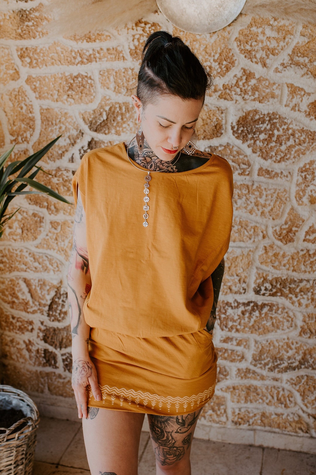 New! Tippali Pockets Dress- Block Printed Dress- Mustard Dress- Boho ...