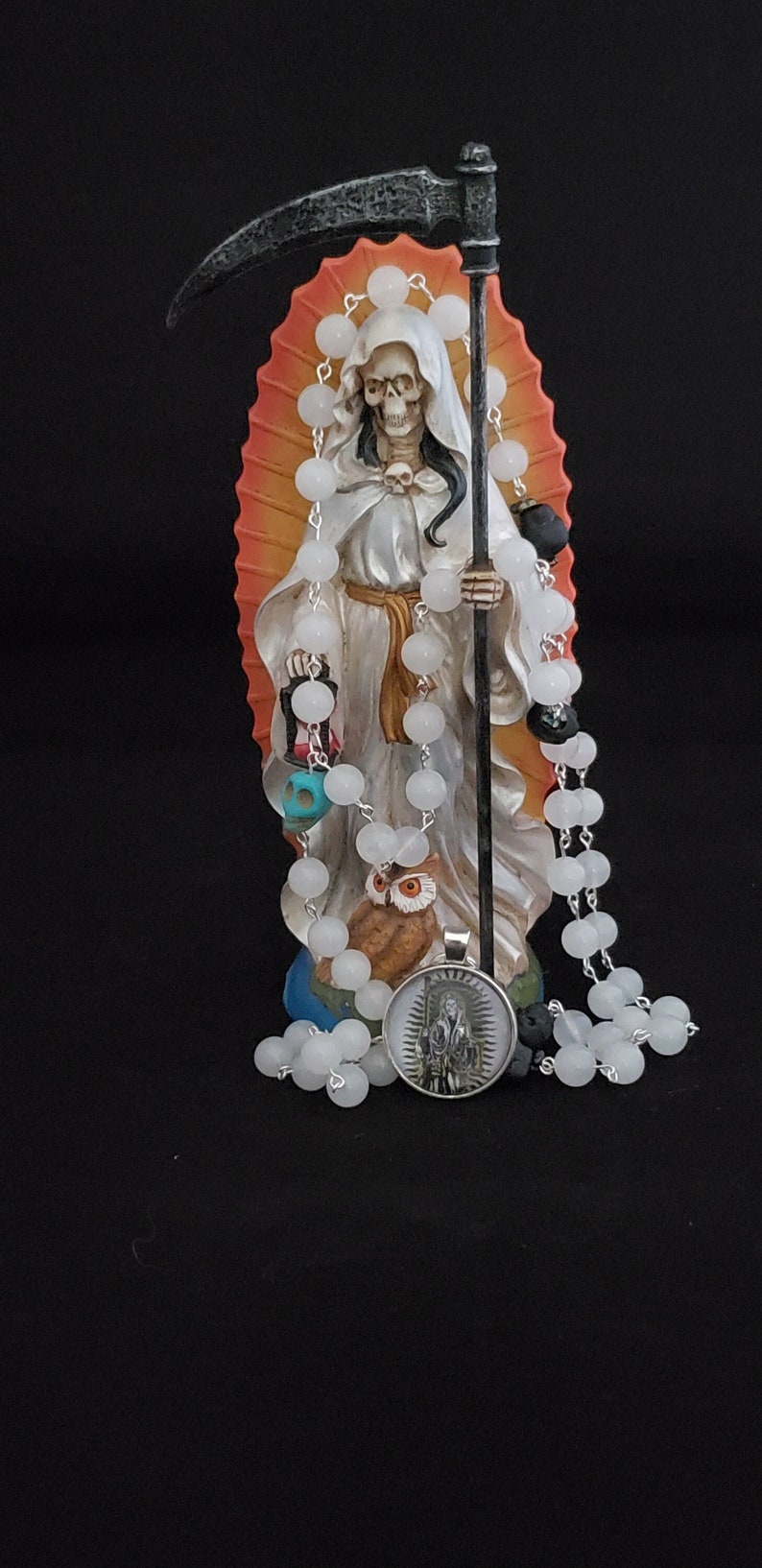 Santa Muerte Nina Blanca Rosary With Snow Quartz - Etsy