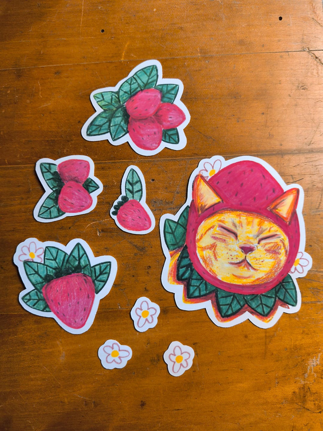 Strawberry Cat Sticker Pack - Etsy