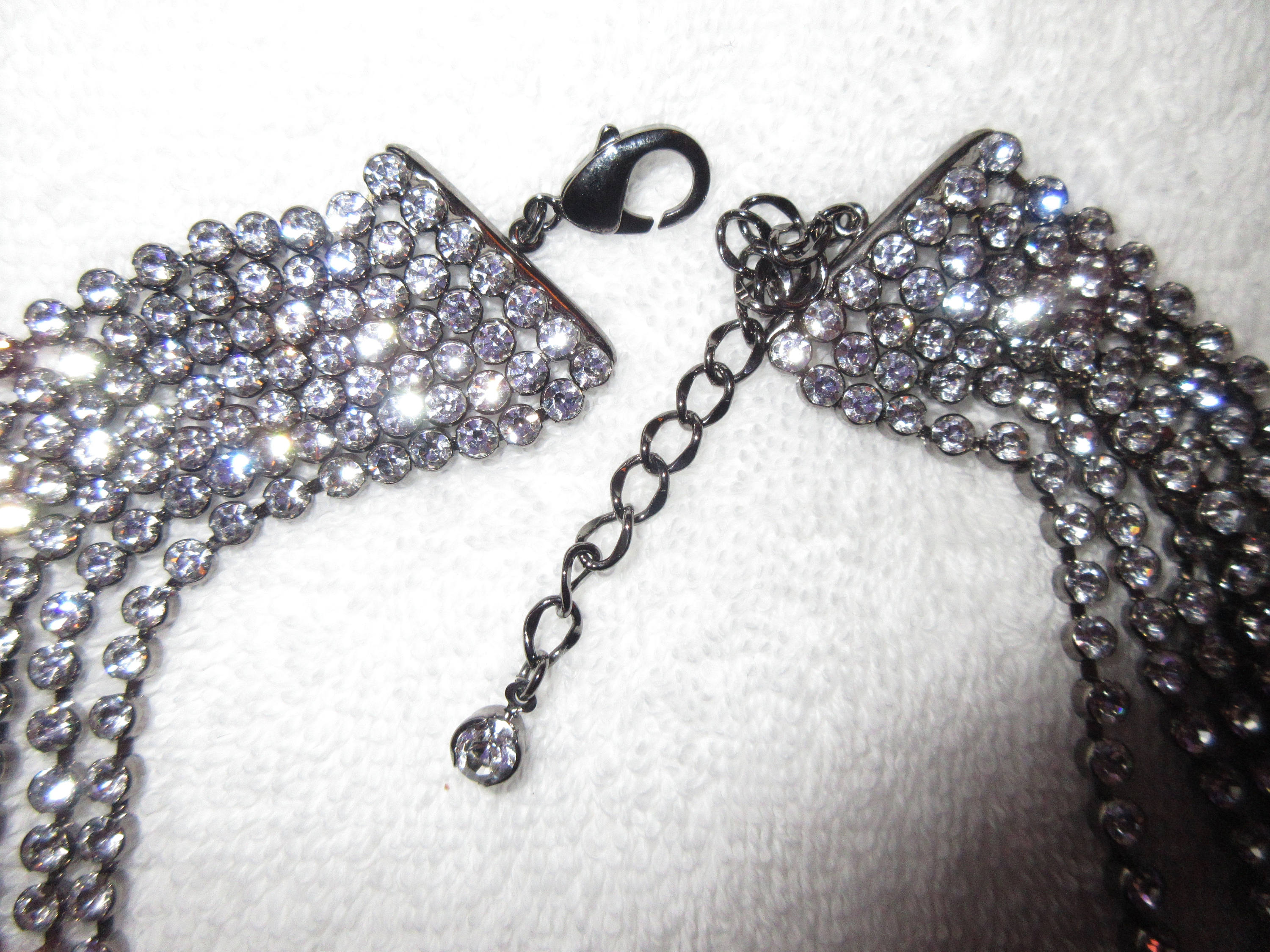 Sparkling Multi Strand Rhinestone Necklace Statement Pageant Bride ...