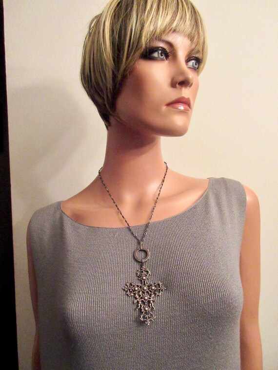 Peruzzi Renaissance Silver Cross Pendant Necklace Ang… - Gem