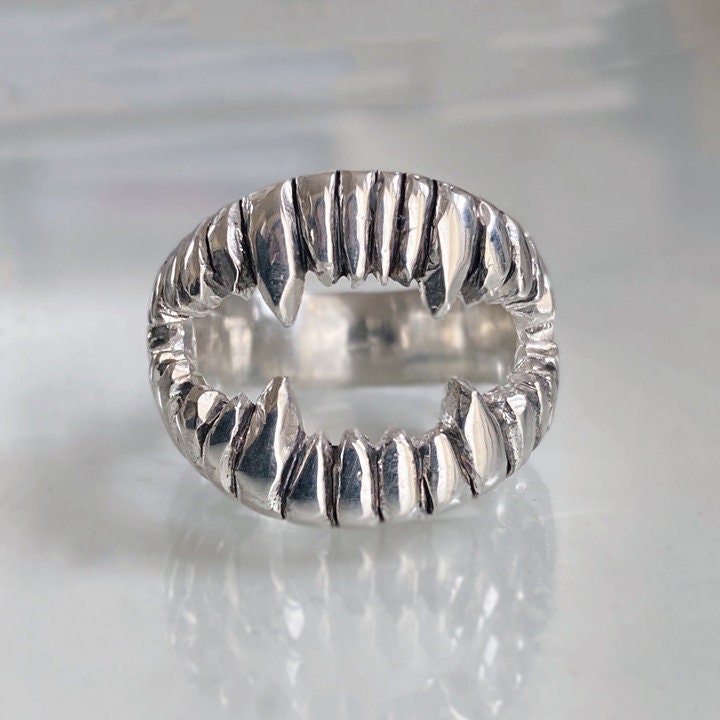 Teeth Jewelry, Teeth Ring, Fang Ring, Snake Ring, Jaw, Vampire, Biker ...