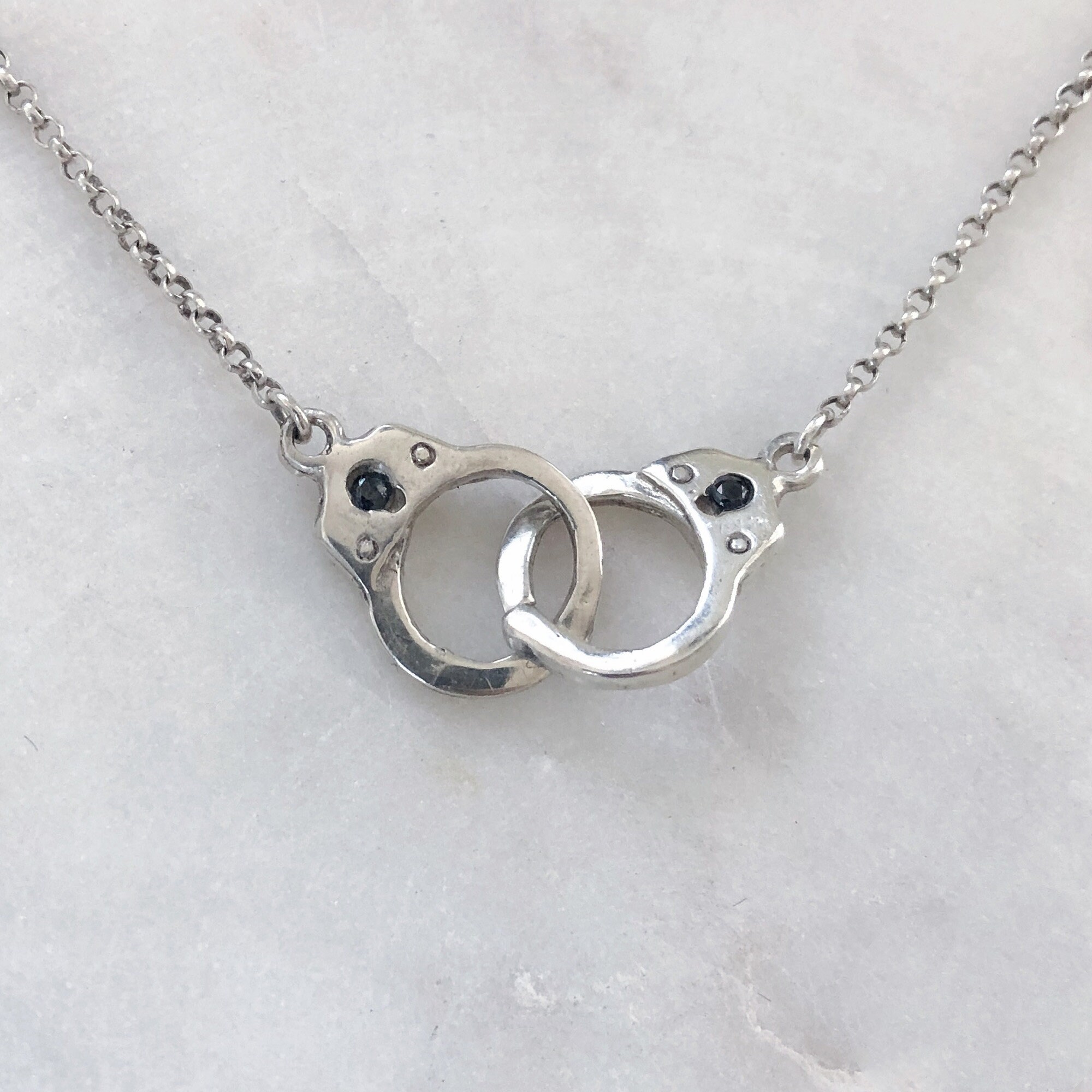 Handcuff Necklace, Sterling Silver Handcuffs, Dainty Silver Necklace ...