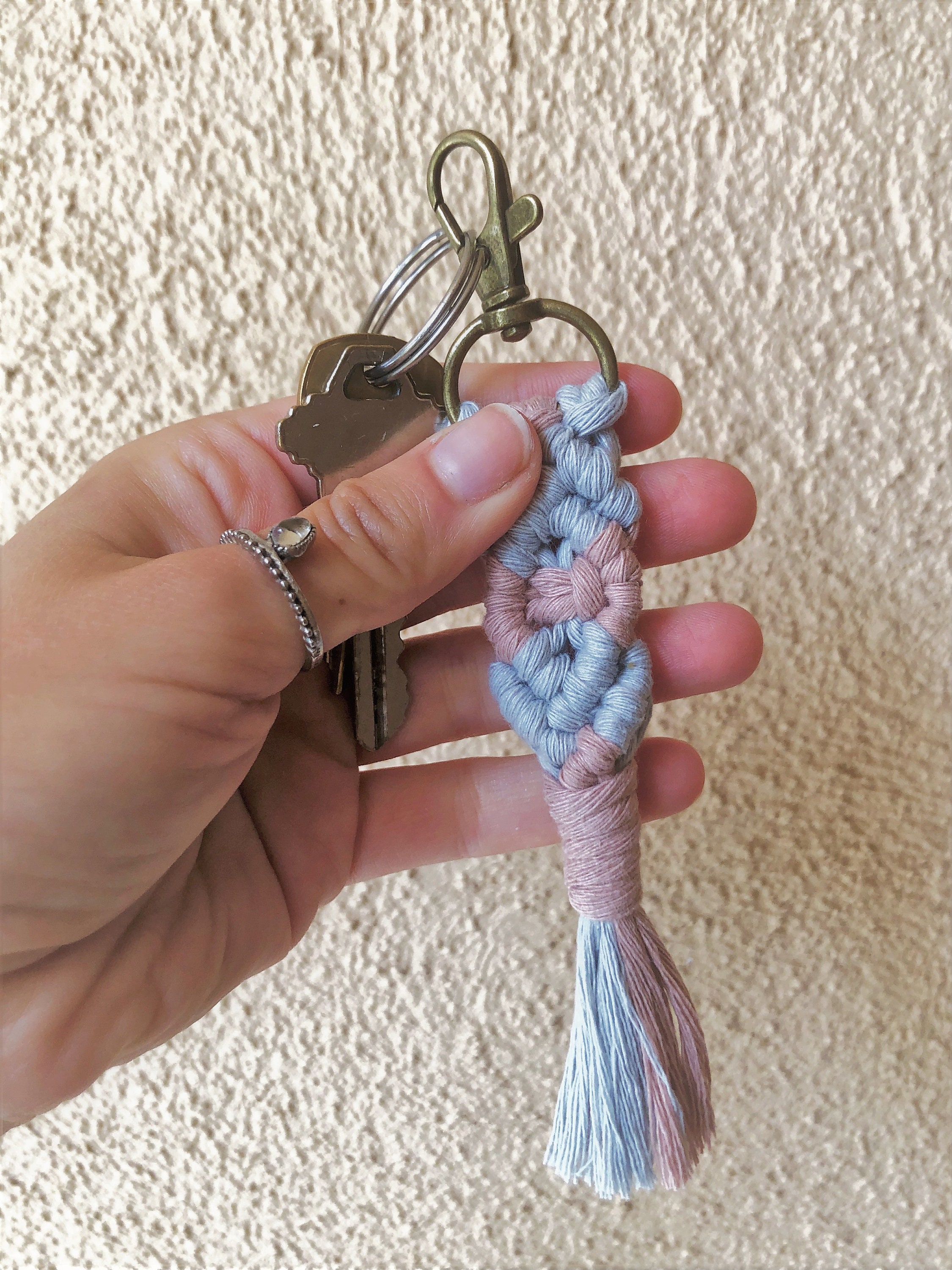 Macramé Diamond Keychain Multicolor Boho Keychain - Etsy