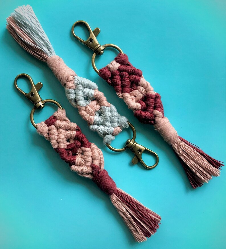 Macramé Diamond Keychain Multicolor Boho Keychain - Etsy