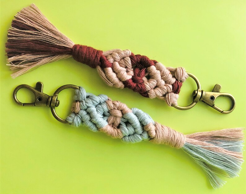 Macramé Diamond Keychain Multicolor Boho Keychain - Etsy