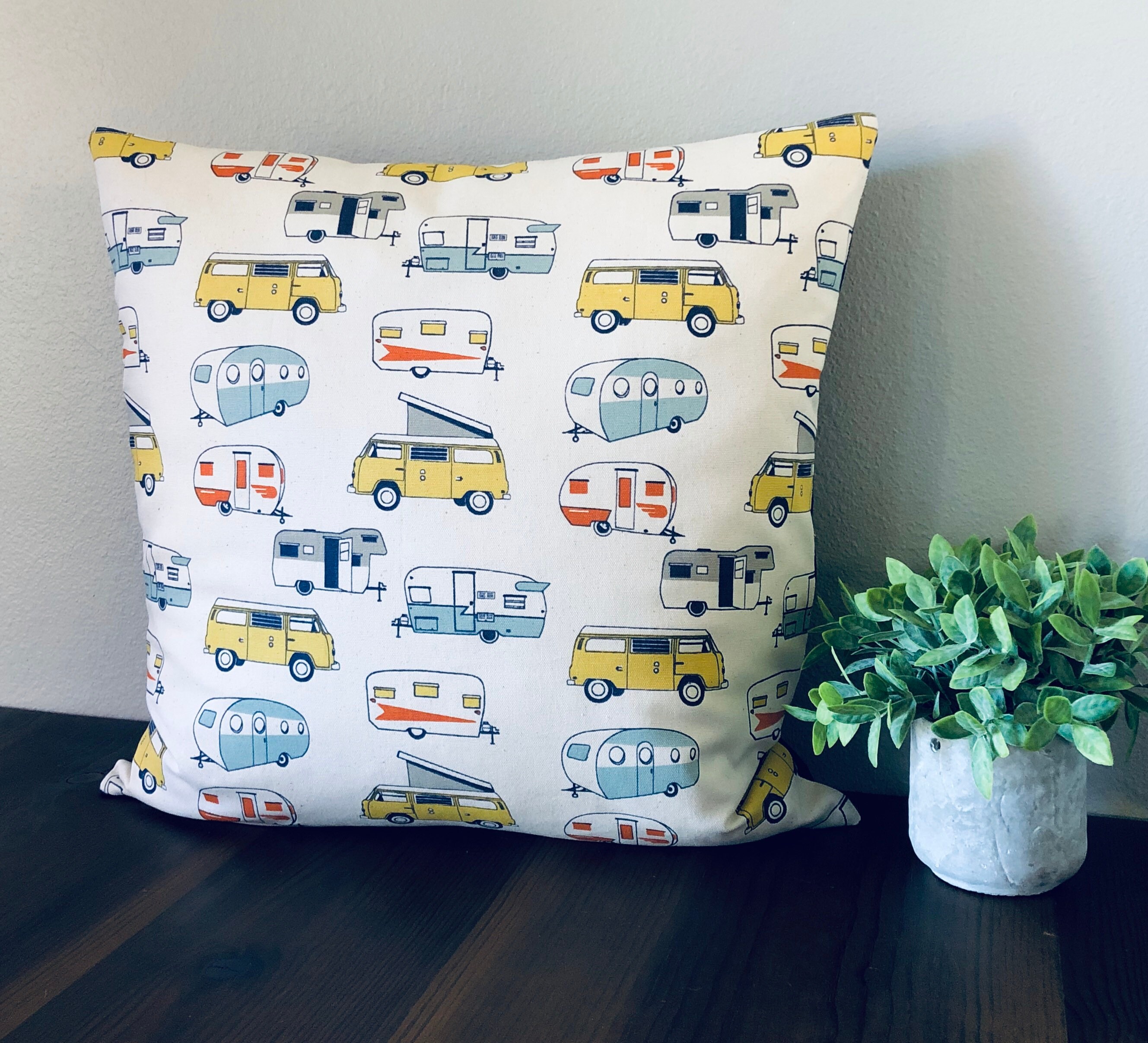 Vintage camper RV printed Pillow Cover front is printed and | Etsy