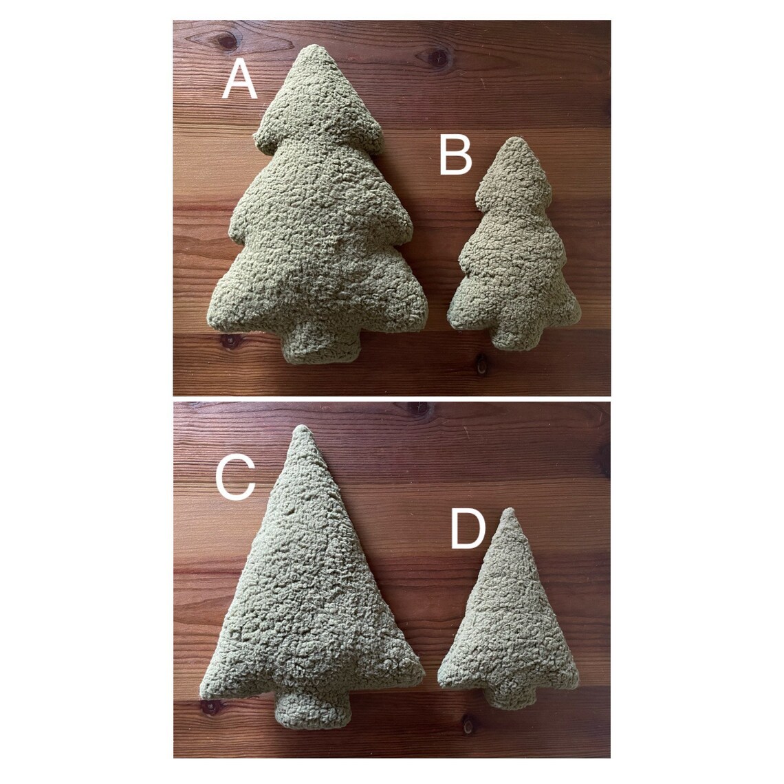 Tree Shaped Pillow in Olive Green Sherpa Fur on the Front and - Etsy