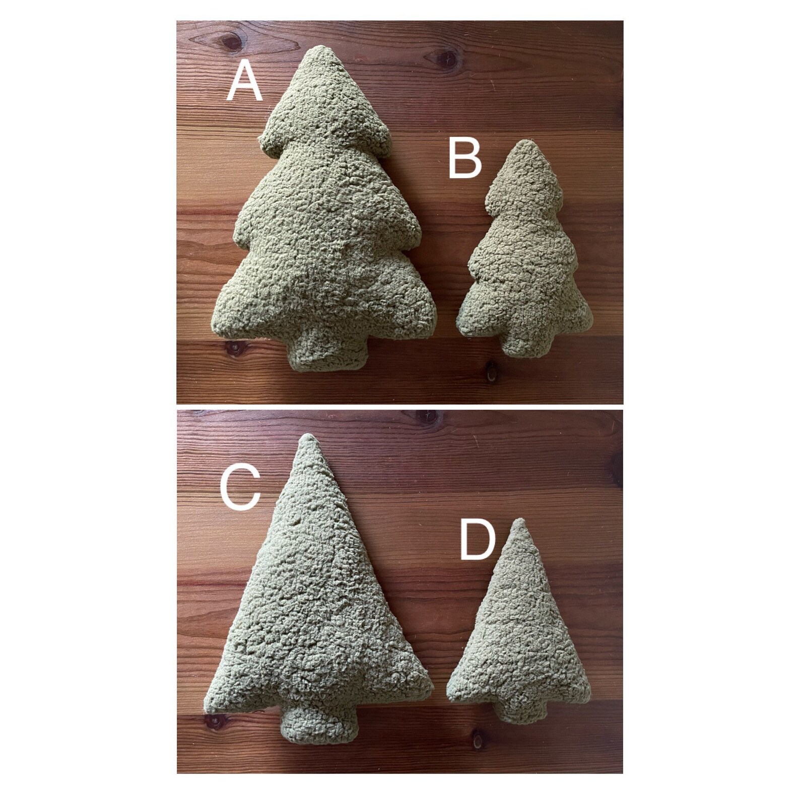 Tree Shaped Pillow in Olive Green Sherpa Fur on the Front and - Etsy