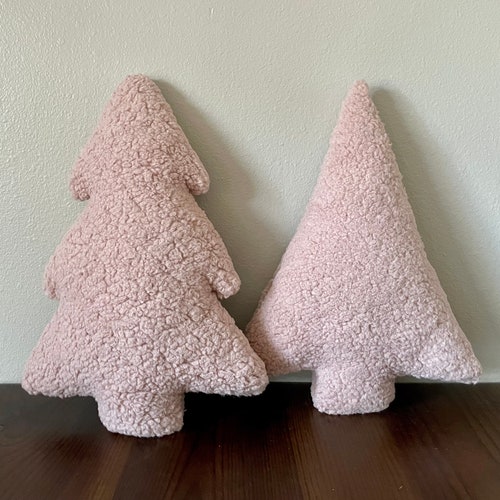 Tree Shaped Pillow in Olive Green Sherpa Fur on the Front and - Etsy