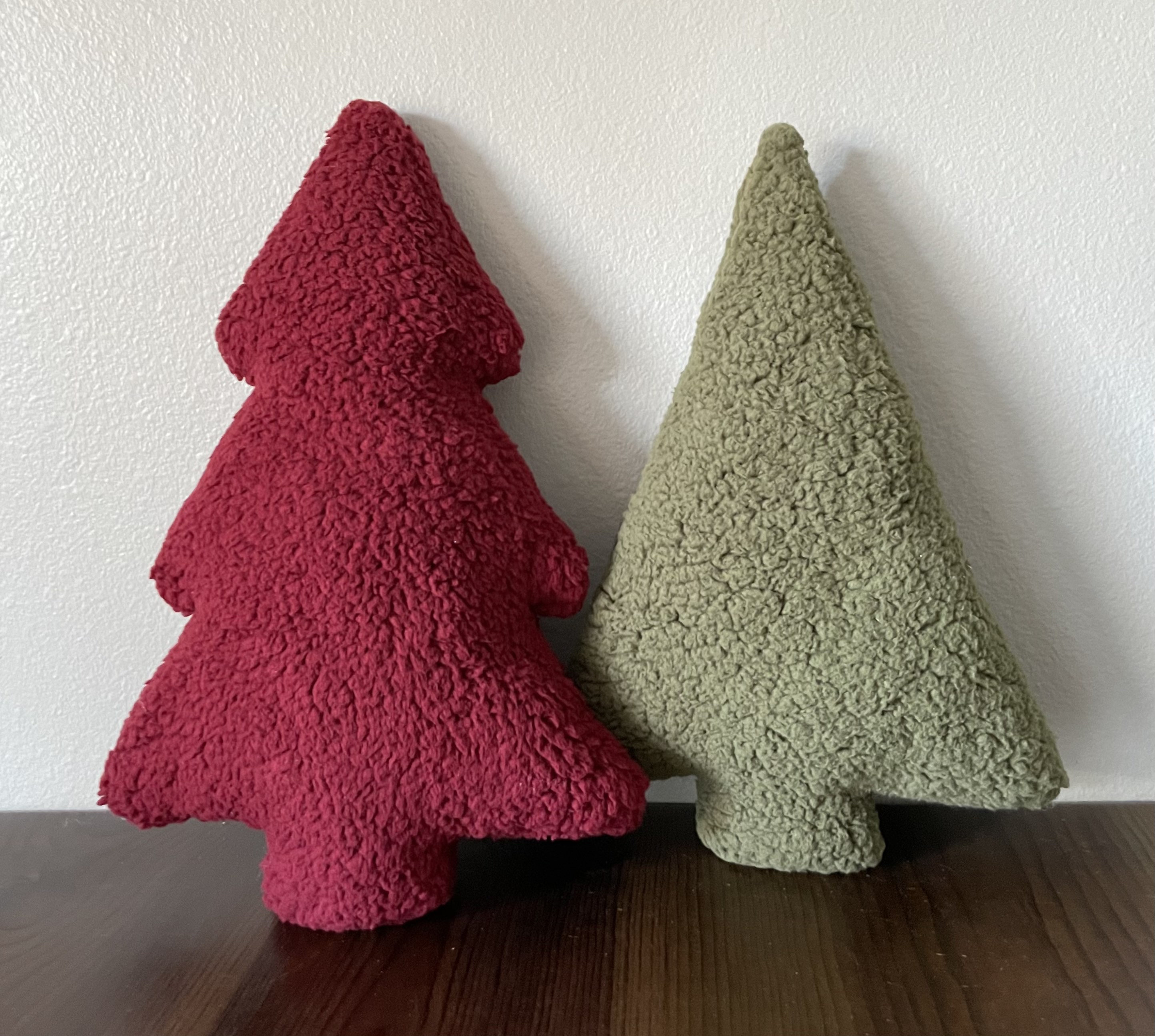 Tree Shaped Pillow in Olive Green Sherpa Fur on the Front and - Etsy